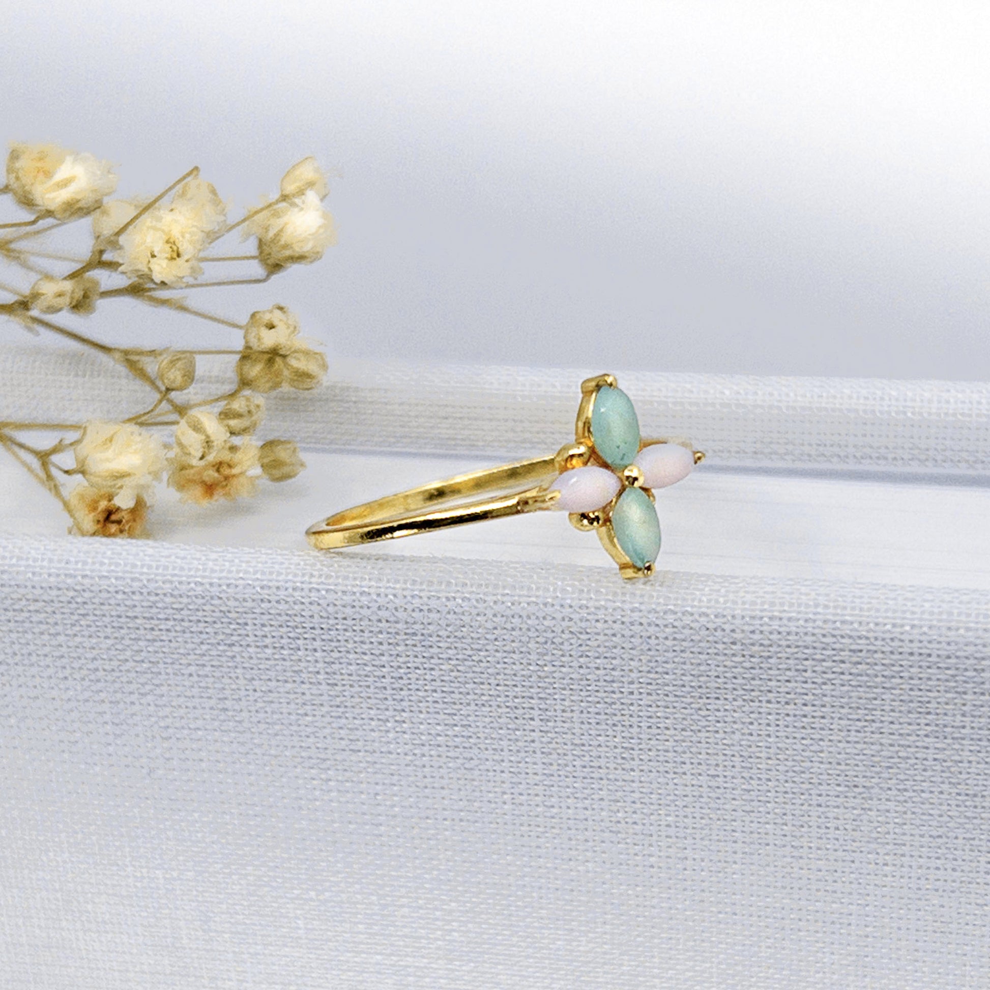 Bague Pierres Fines Naturelles Fleur Opale Amazonite | Madame Nature ...
